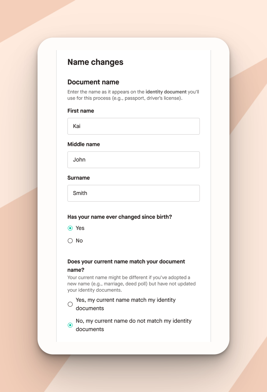 Submitting Your Full Name History – Zinc work